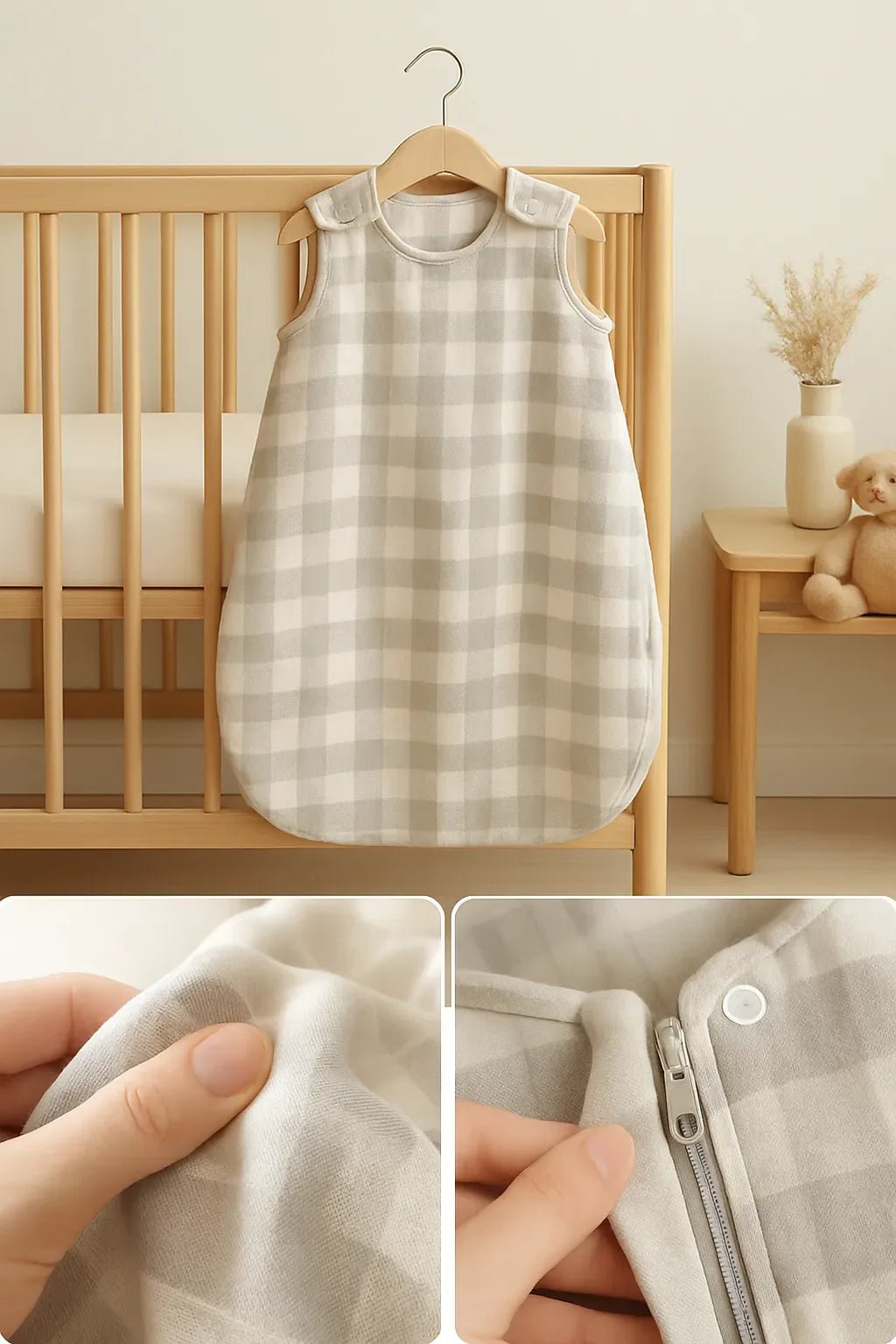 Checkered Bamboo Sleep Sack | Soft & Breathable Baby Wear – MOSSRIVER